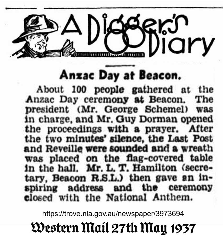 ANZAC Service 1937 | Beacon Mens Shed